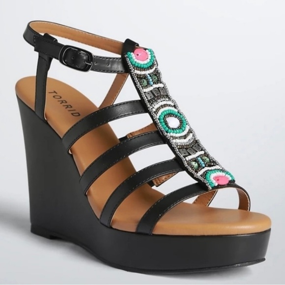torrid | Shoes | Torrid Strappy Beaded Wedges Women Size | Poshmark